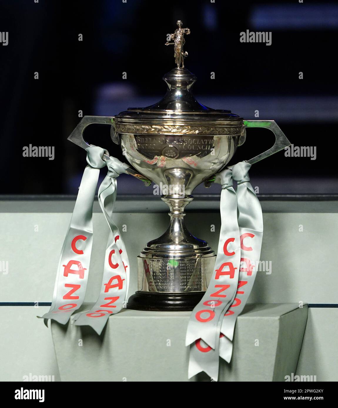 A general view of the winners trophy during the final on day sixteen of ...