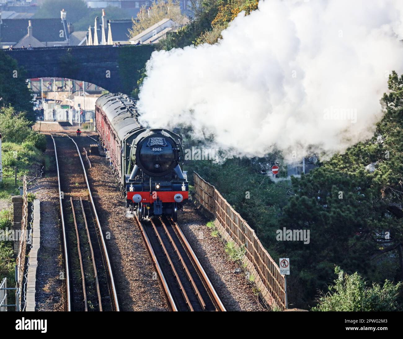 The Flying Scotsman on its Centenary tour of the UK on the St Levan ...