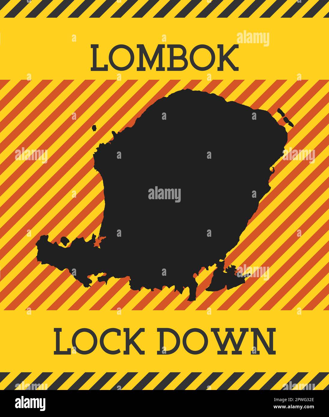 Lombok Lockdown Sign. Yellow island pandemic danger icon. Vector ...