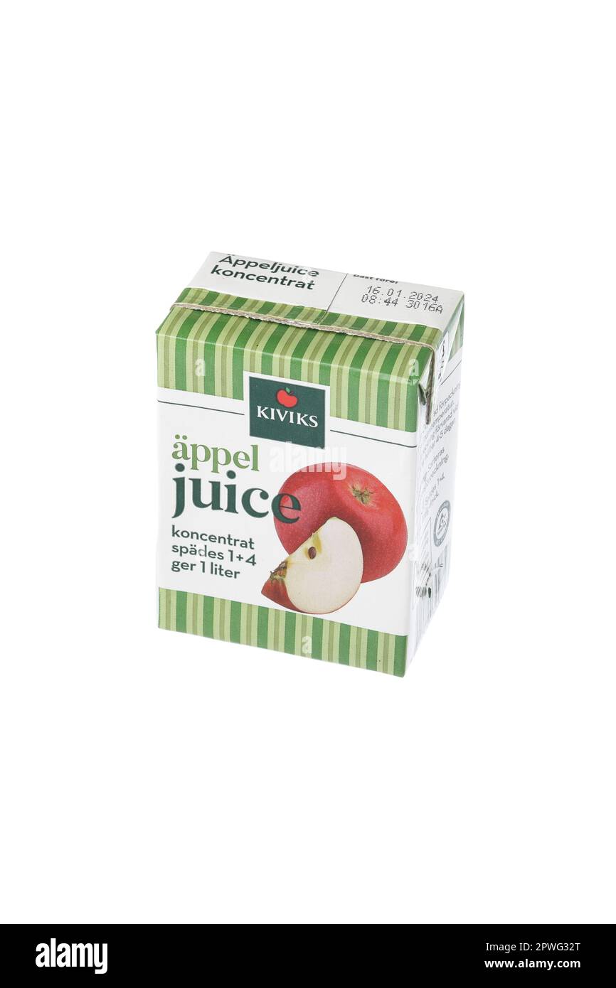 Stockholm, Sweden - April 30, 2023: Kiviks apple juice concentrate in a ...