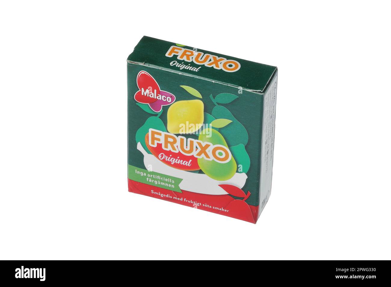 Stockholm, Sweden - April 30, 2023: Small box with Malaco Fruxo candy ...