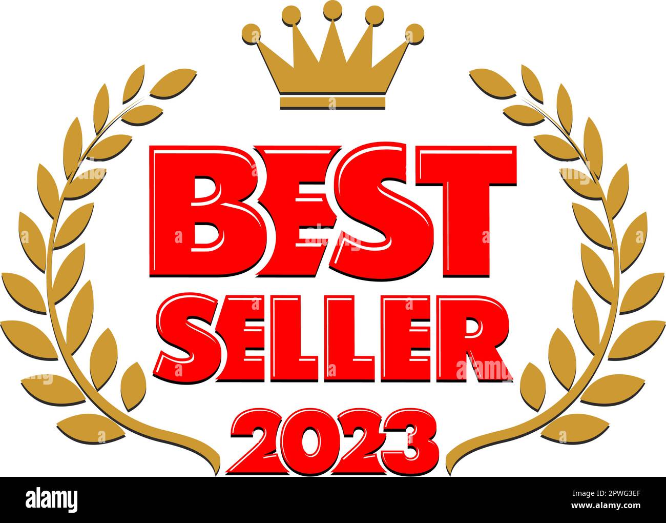 Bestseller advertising sticker with laurel wreath and krown. Vector ...