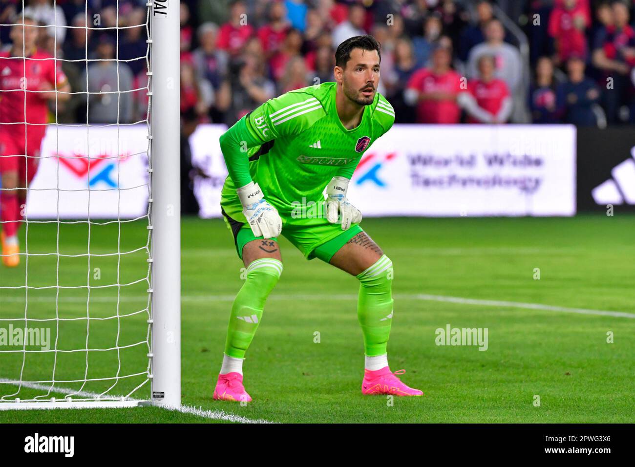 St. Louis, USA. 29th Apr, 2023. St. Louis City goalkeeper Roman Bürki ...