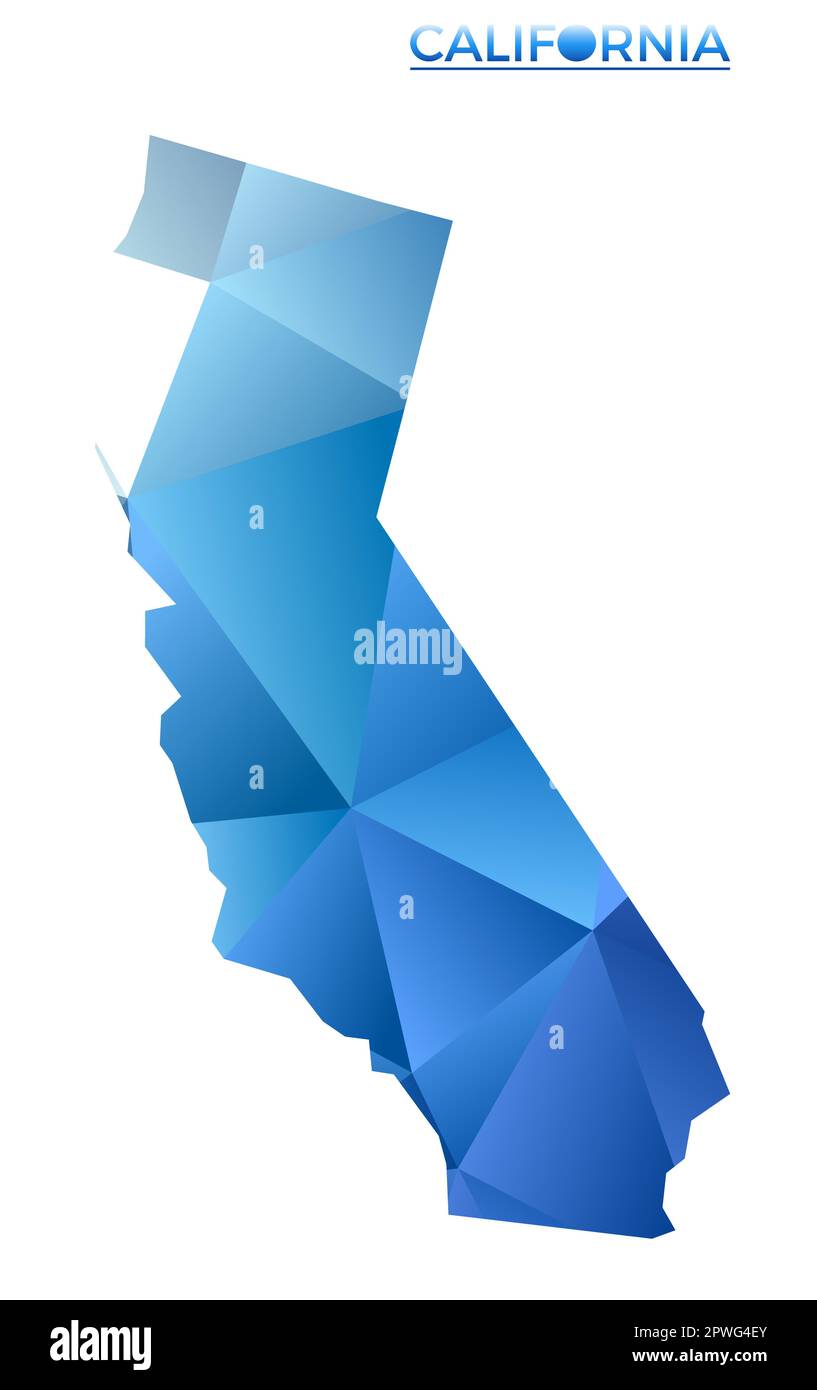 Vector polygonal California map. Vibrant geometric US state in low poly ...