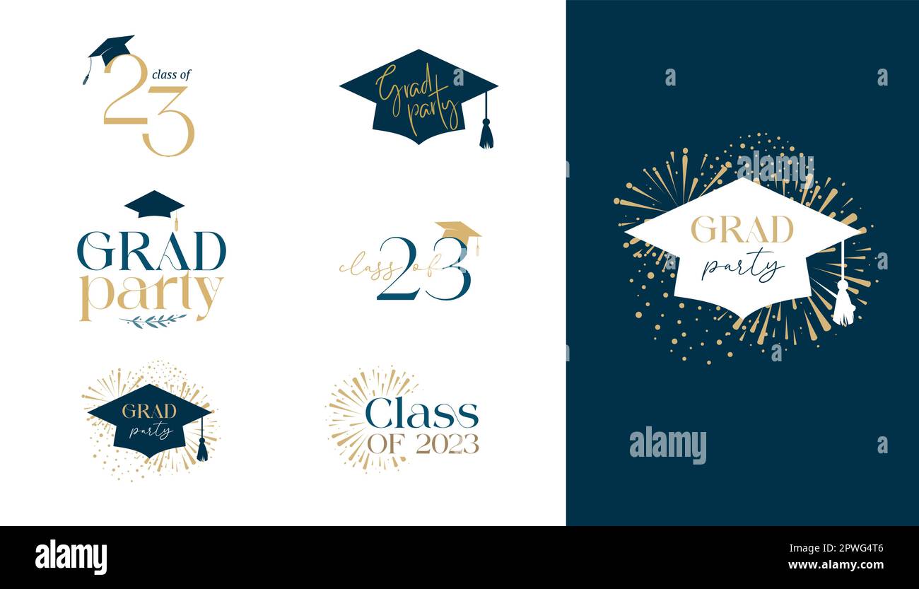 Graduation party typography collection, monogram, logo design templates ...