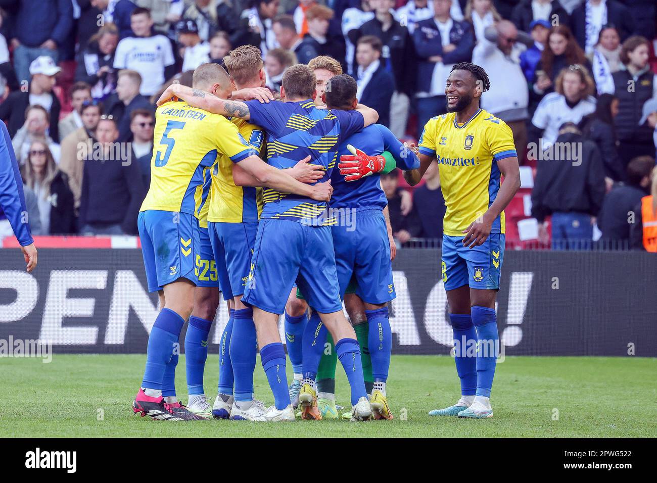 Copenhagen, Denmark. 30th Apr, 2023. The players of Broendby IF ...