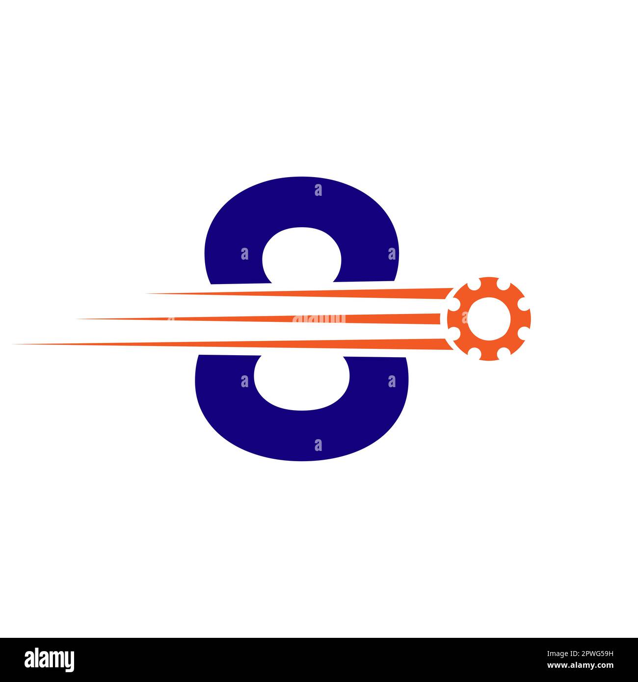 Initial Letter 8 Gear Cogwheel Logo. Automotive Industrial Icon, Gear ...