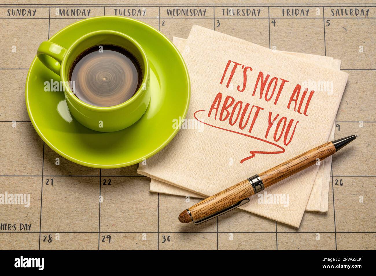 It is not all about you - reminder note to self, handwriting on a ...