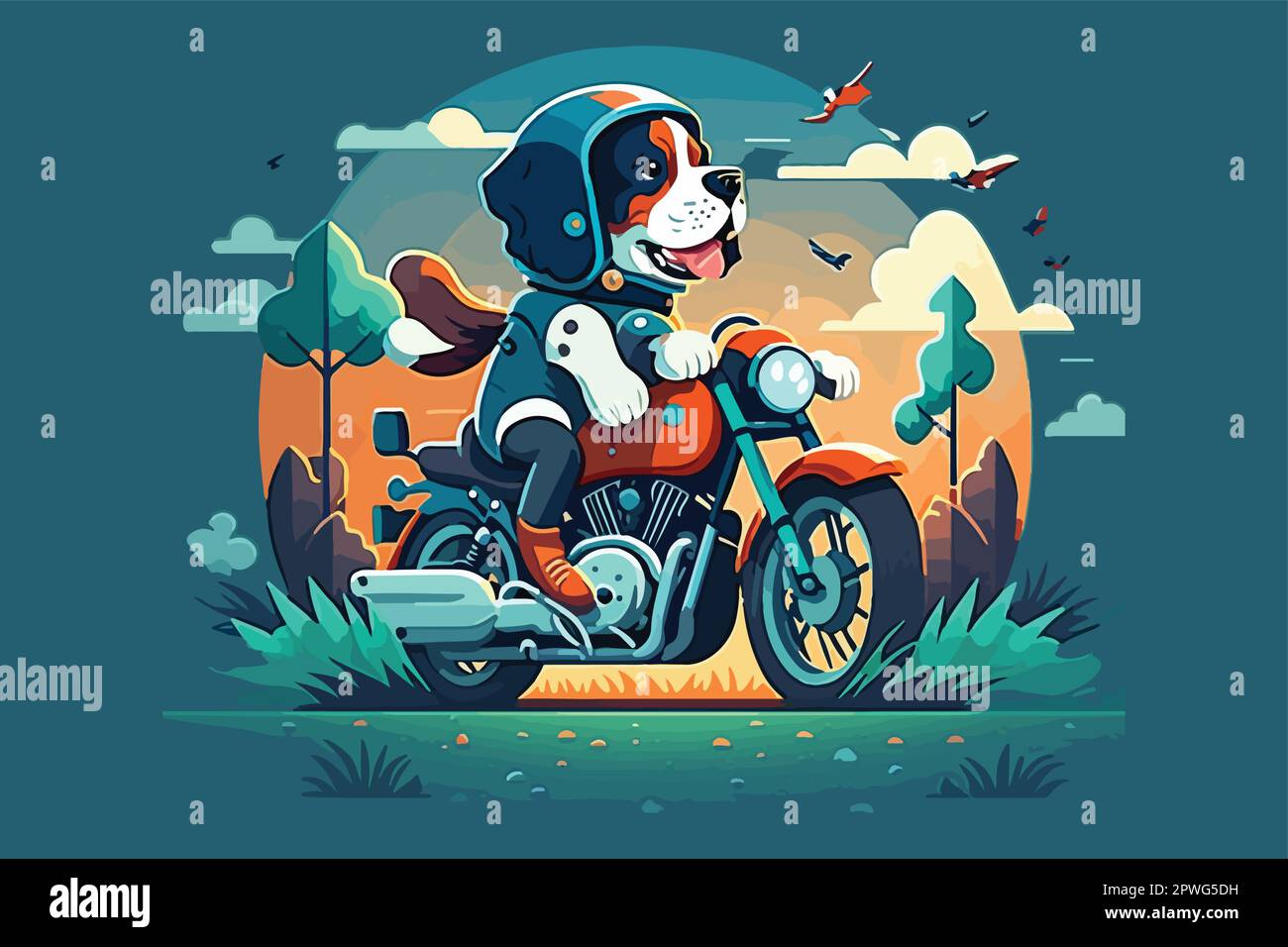 Adorable dog and motorcycle Stock Vector Images - Alamy
