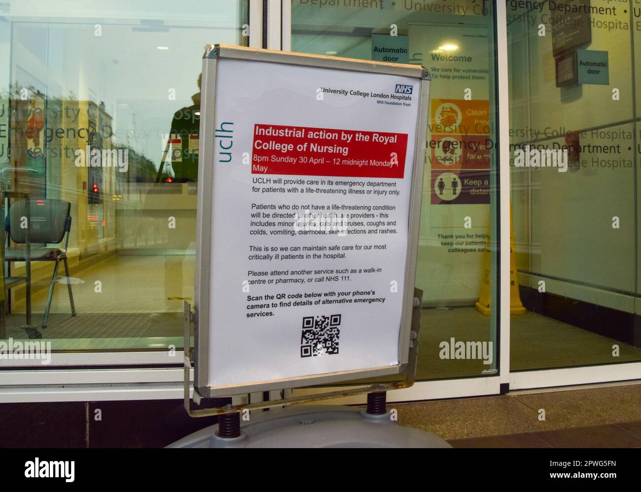 London, UK. 30th April 2023. An industrial action sign outside ...