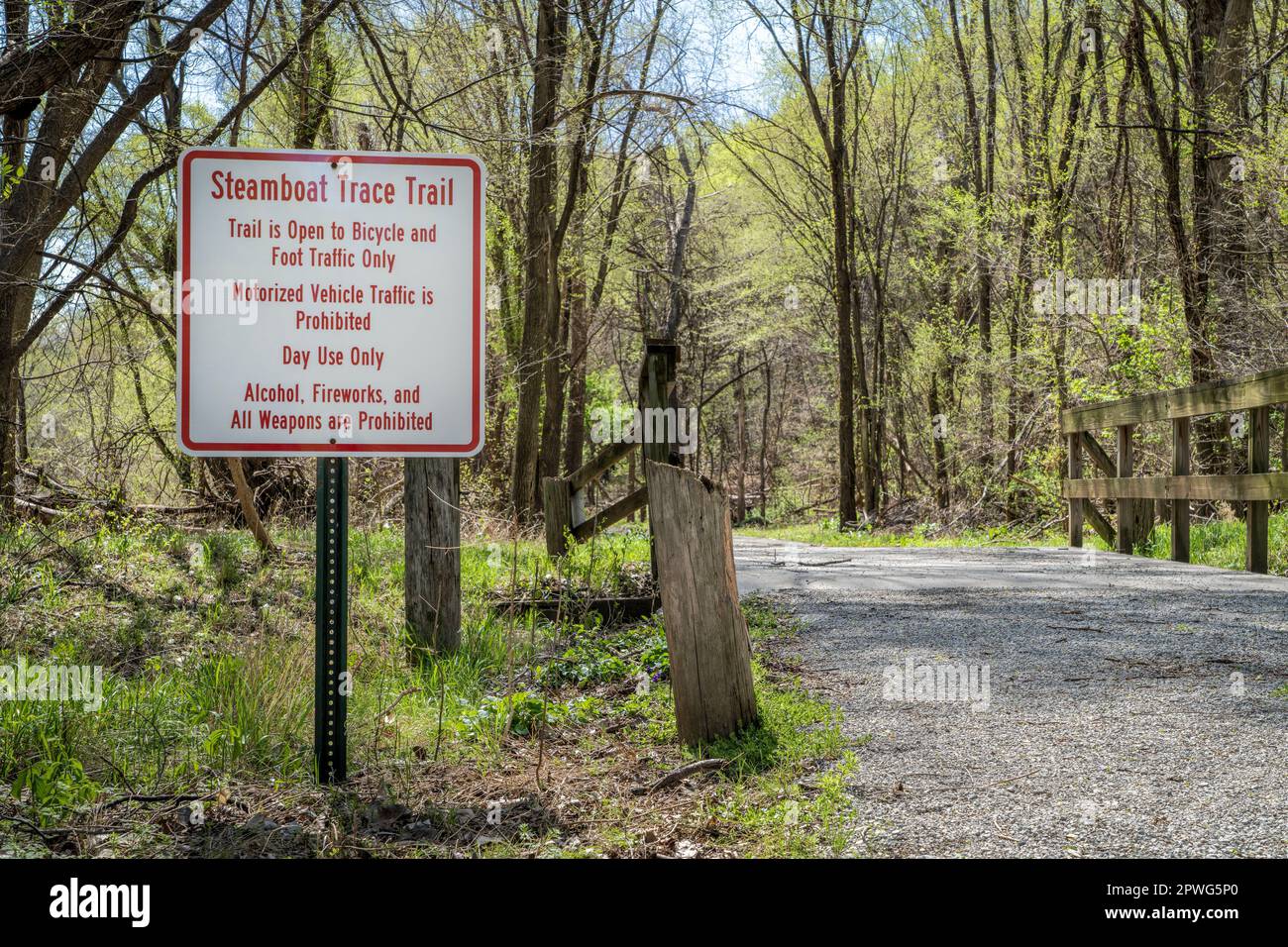bicycle and foot traffic only sign on Steamboat Trace Trail converted ...