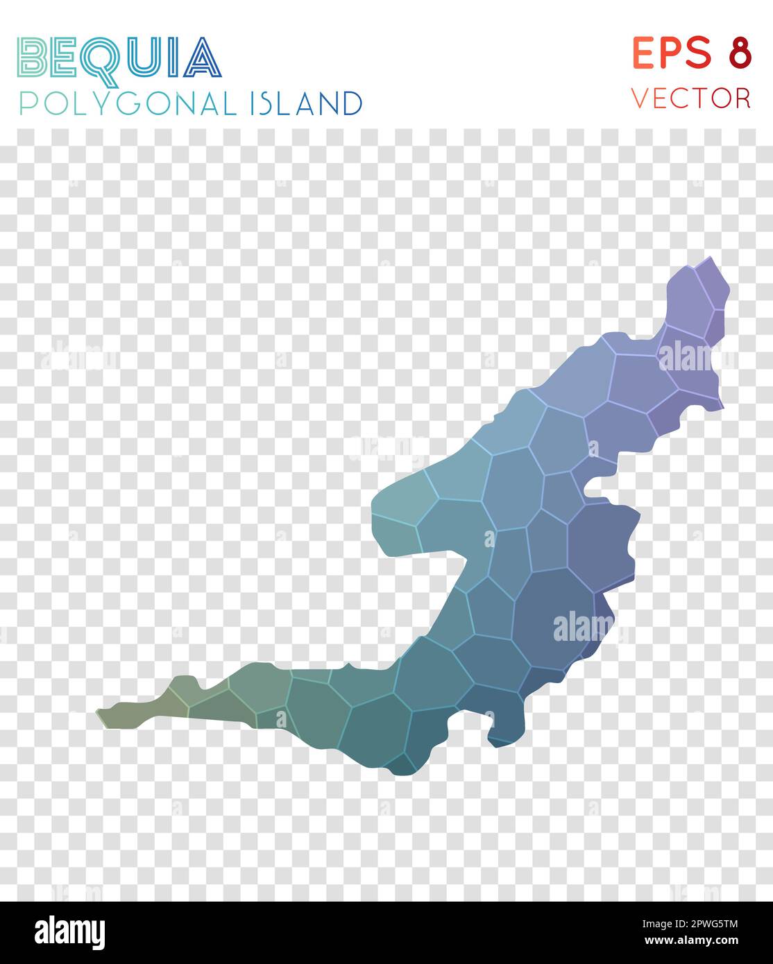 Bequia polygonal map, mosaic style island. Immaculate low poly style ...