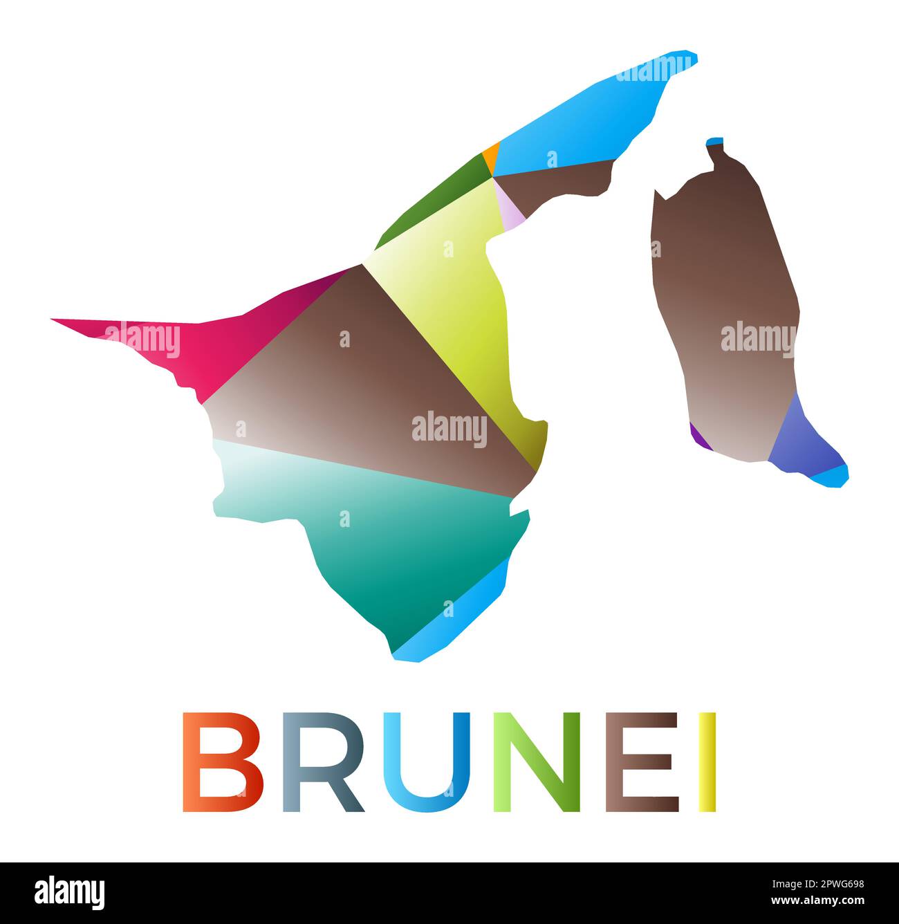 Bright colored Brunei shape. Multicolor geometric style country logo ...