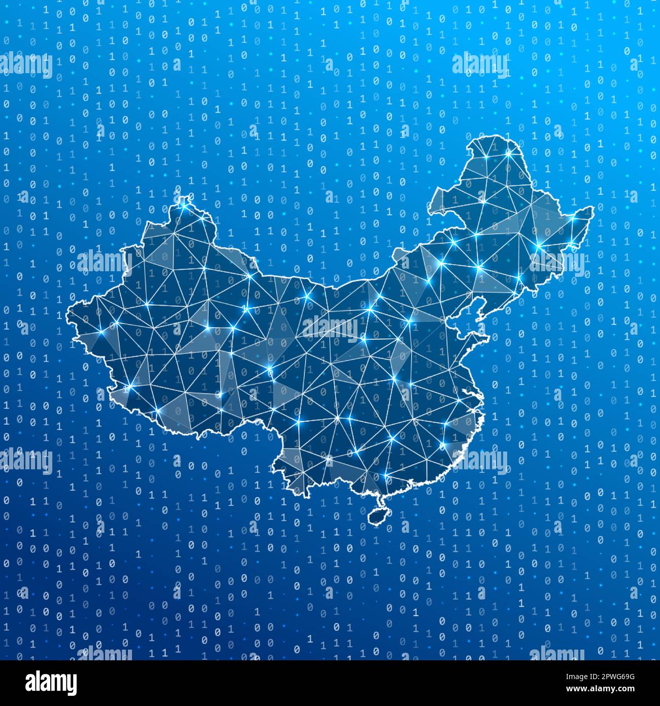 Network map of China. Country digital connections map. Technology ...