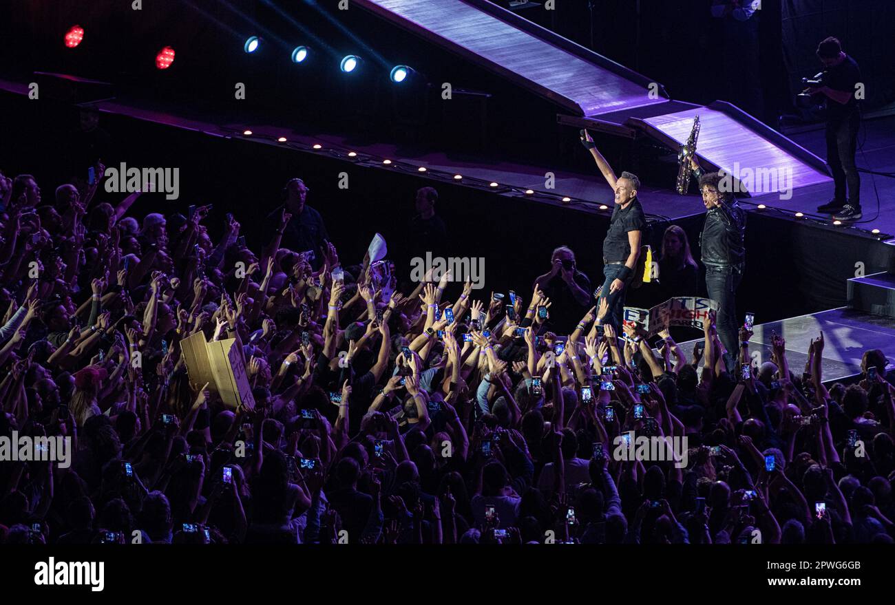 BARCELONA, SPAIN - APRIL 28 Bruce Springsteen performs on stage at ...