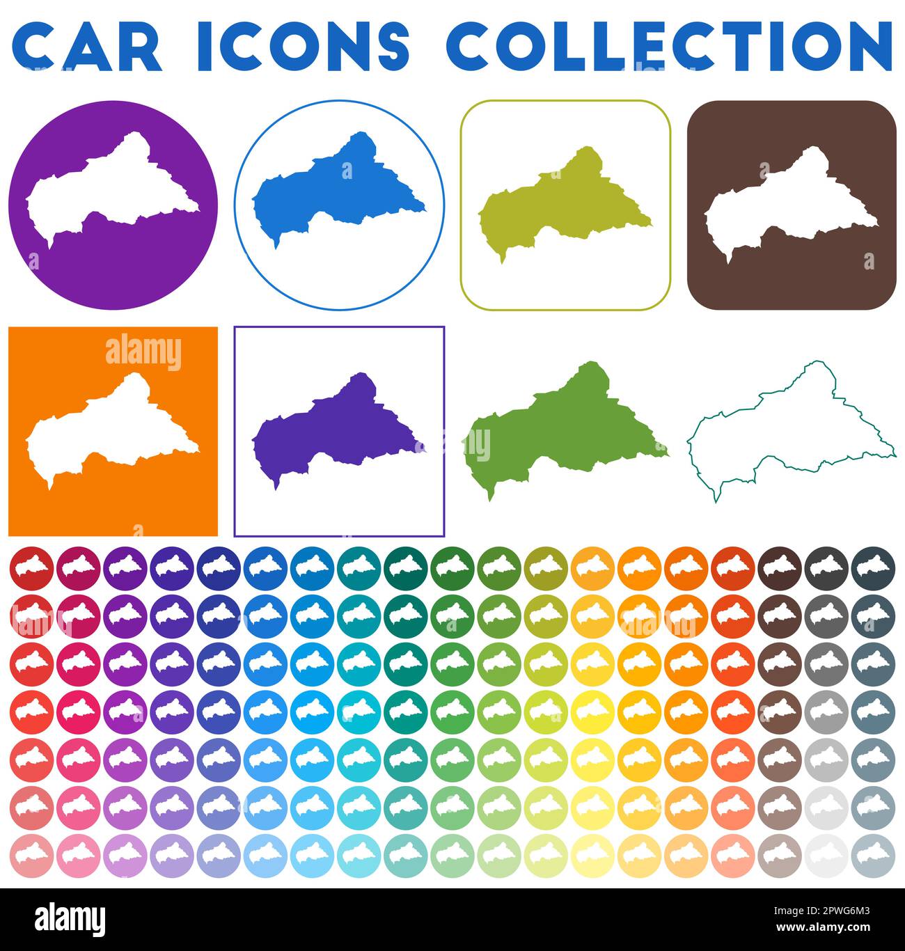 CAR icons collection. Bright colourful trendy map icons. Modern CAR ...