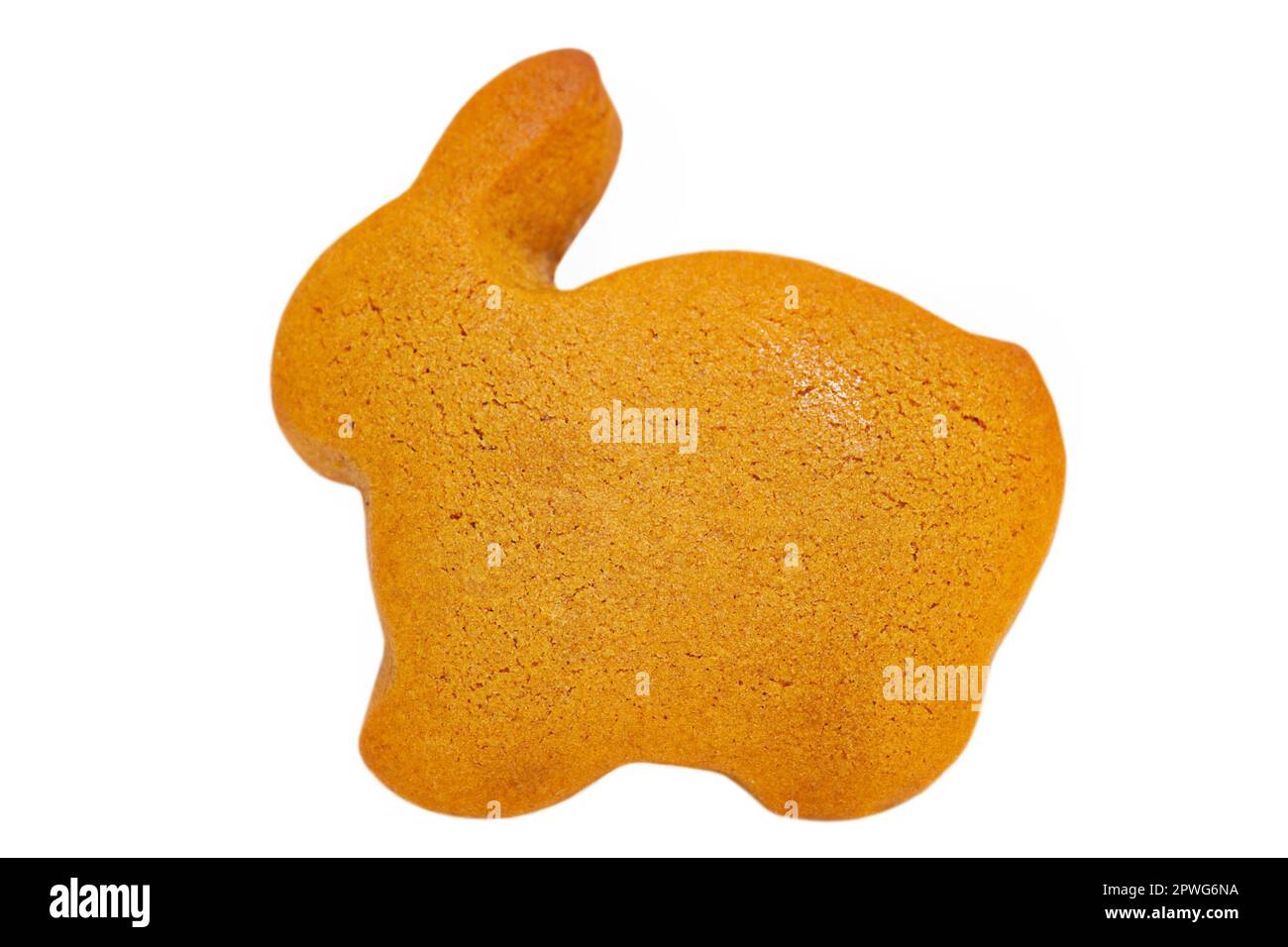Gingerbread in the form of a brown rabbit isolated on a white ...