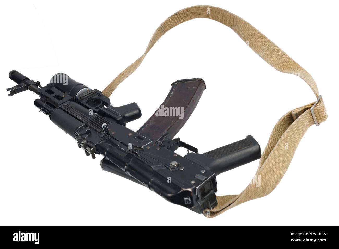 Modern kalashnikov 5.45x39 mm AK 74M assault rifle with 40 mm underbarrel grenade launcher ...