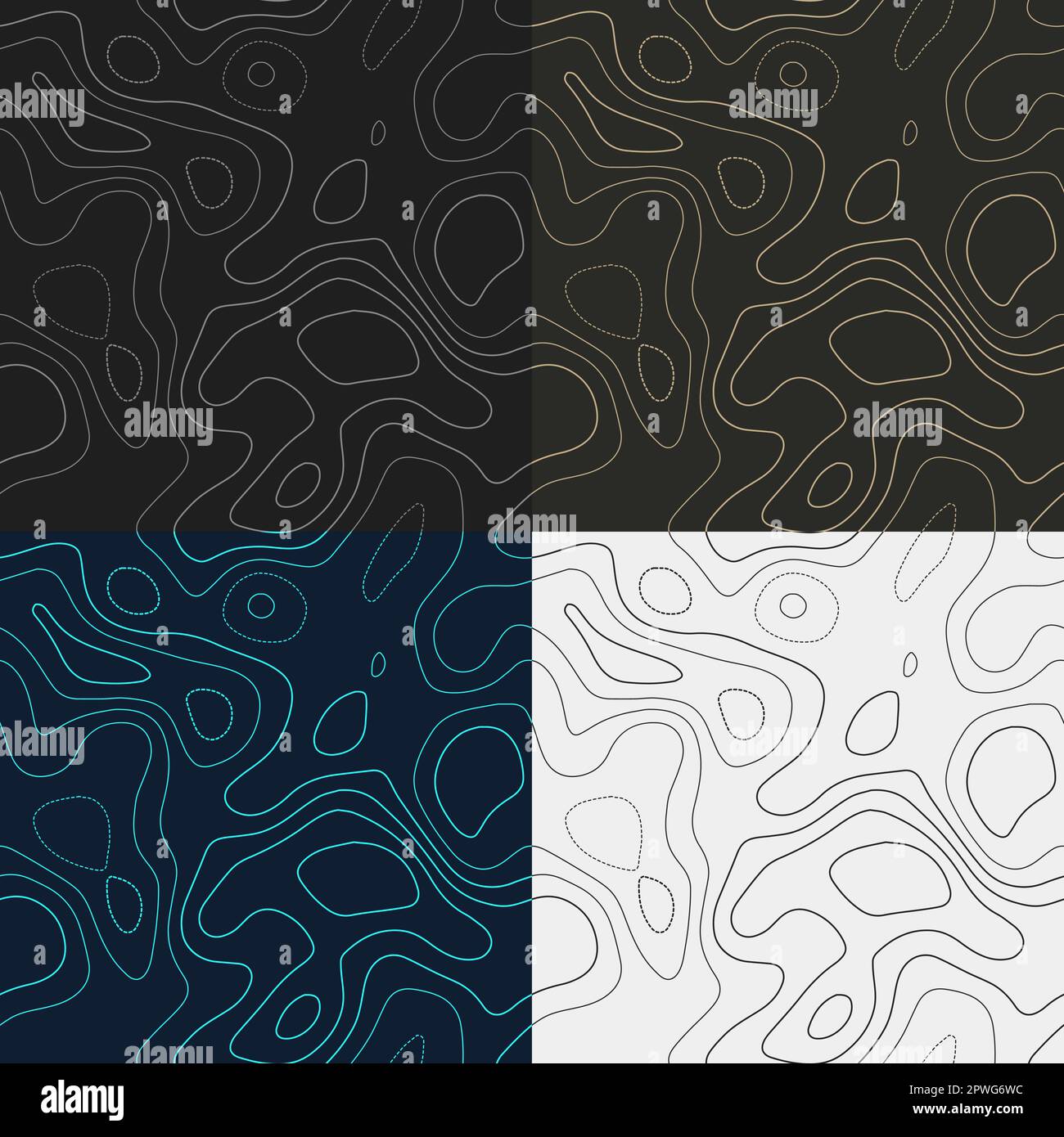 Topography patterns. Seamless elevation map tiles. Astonishing isoline ...