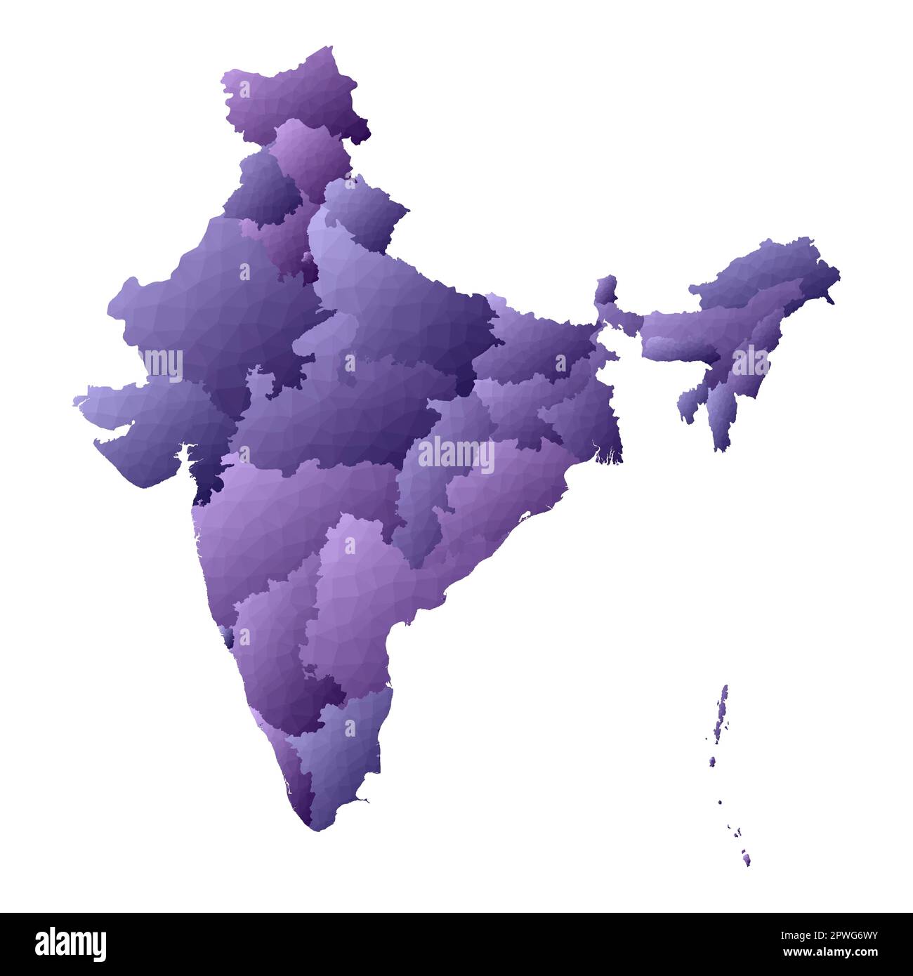 India map. Geometric style country outline. Precious violet vector ...