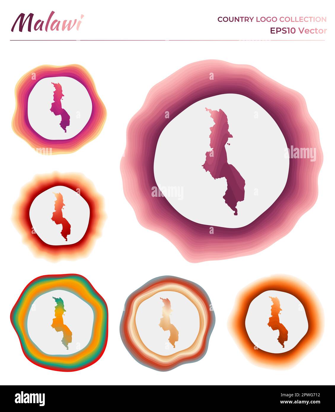 Malawi logo collection. Colorful badge of the country. Layers around ...