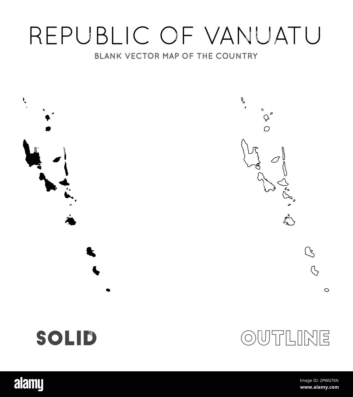 Vanuatu map. Blank vector map of the country. Borders of Vanuatu for ...