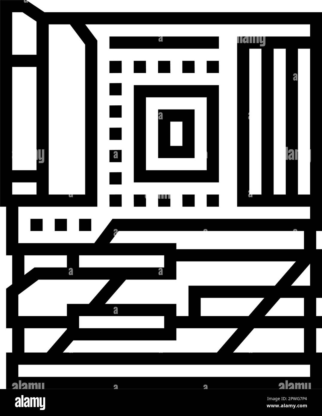 motherboard gaming pc line icon vector illustration Stock Vector Image ...