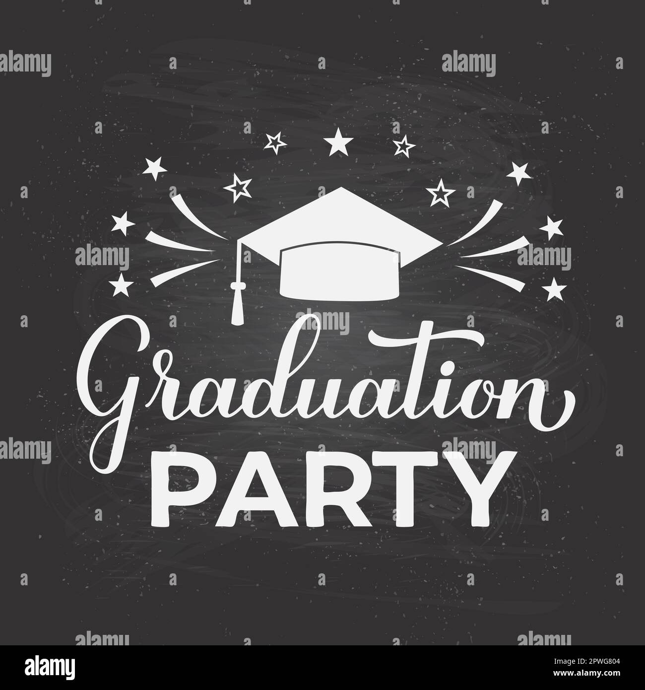 Graduation Party calligraphy hand lettering on chalkboard background ...