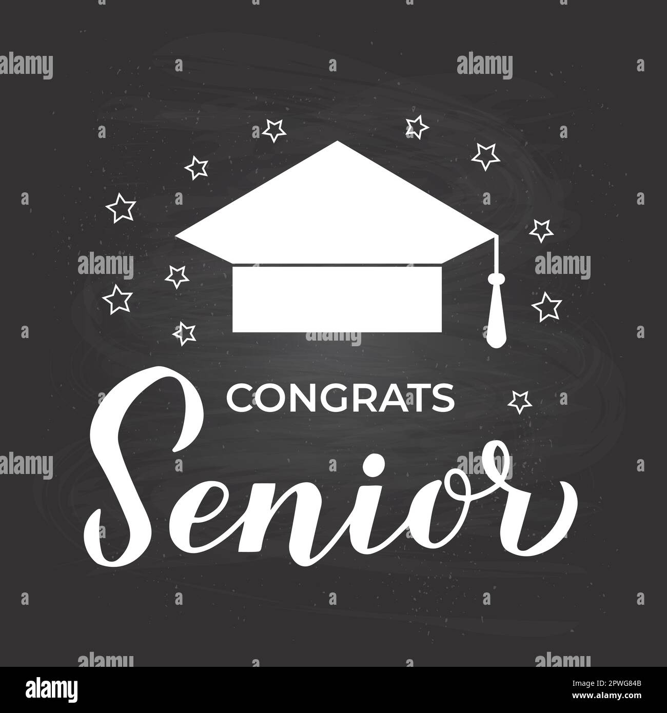 Congrats Senior lettering with graduation cap on chalkboard background ...