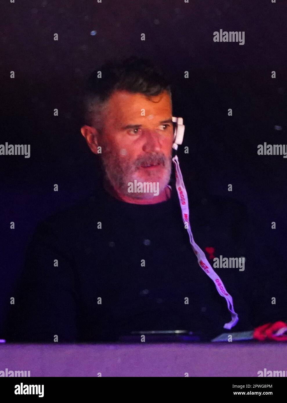 Pundit, Roy Keane, watches on during the final on day sixteen of the ...
