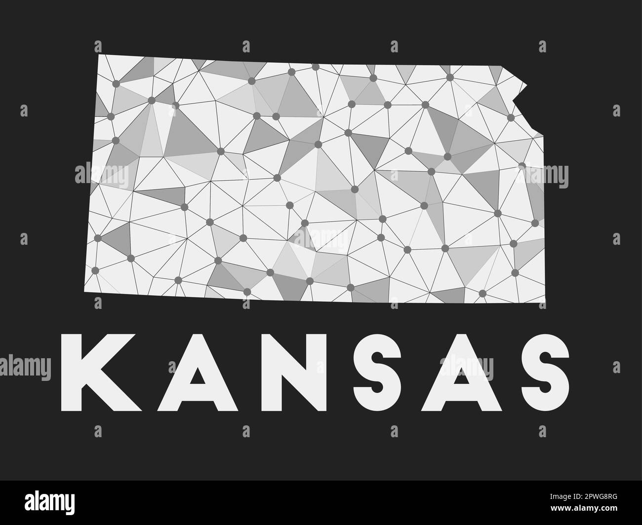 Kansas - communication network map of US state. Kansas trendy geometric ...