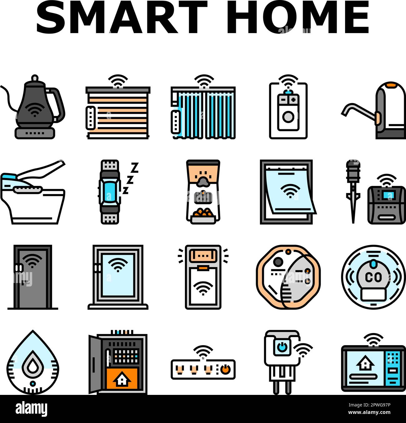 home smart technology control icons set vector Stock Vector Image & Art ...