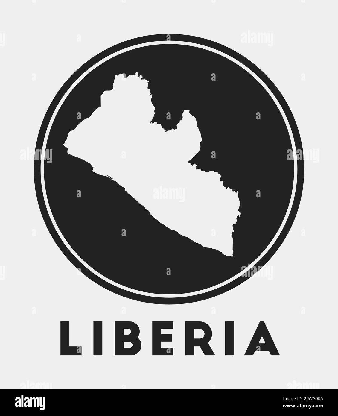 Liberia icon. Round logo with country map and title. Stylish Liberia ...