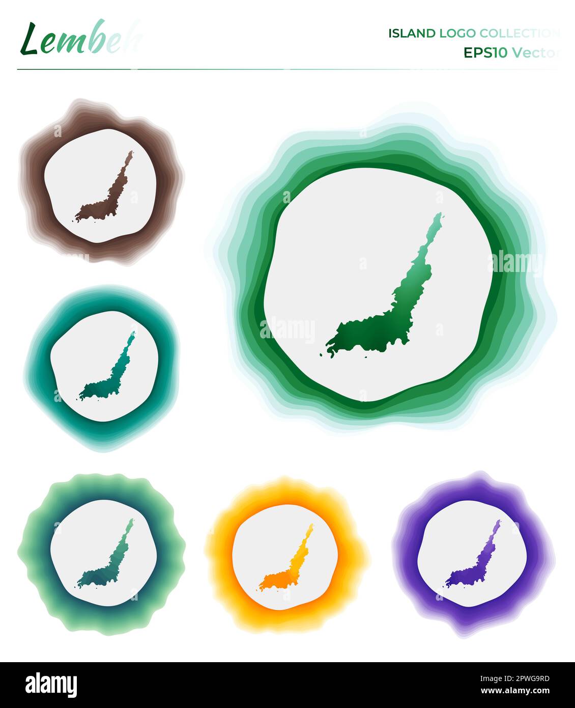 Lembeh logo collection. Colorful badge of the island. Layers around ...