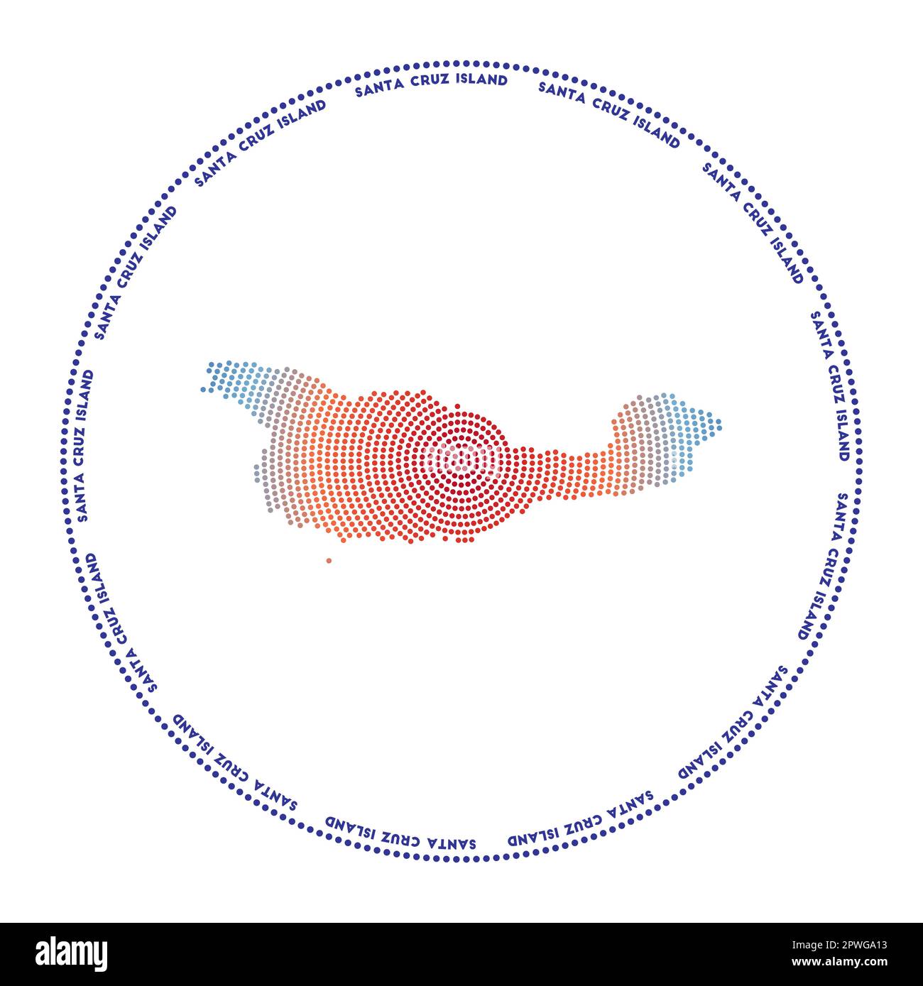 Santa Cruz Island round logo. Digital style shape of Santa Cruz Island ...