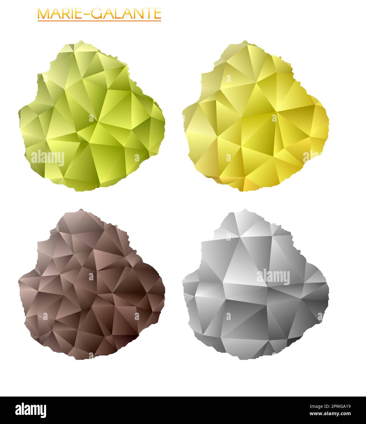 Set of vector polygonal maps of Marie-Galante. Bright gradient map of ...