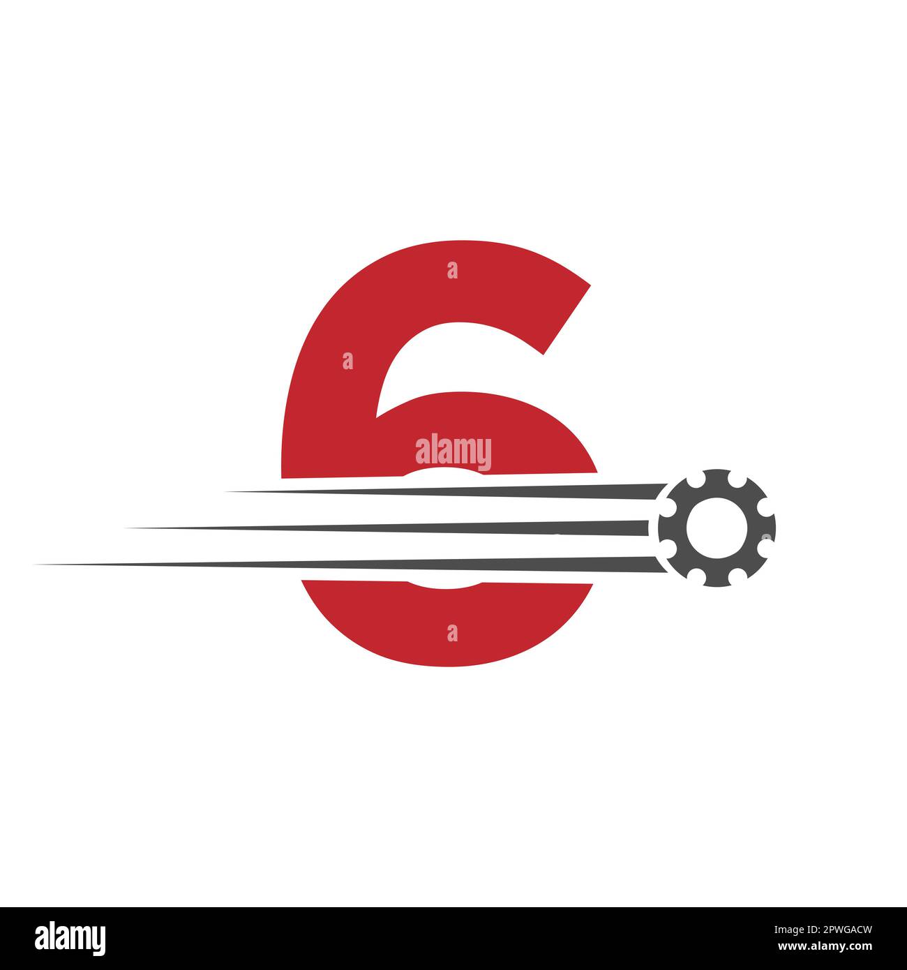 Initial Letter 6 Gear Cogwheel Logo. Automotive Industrial Icon, Gear ...