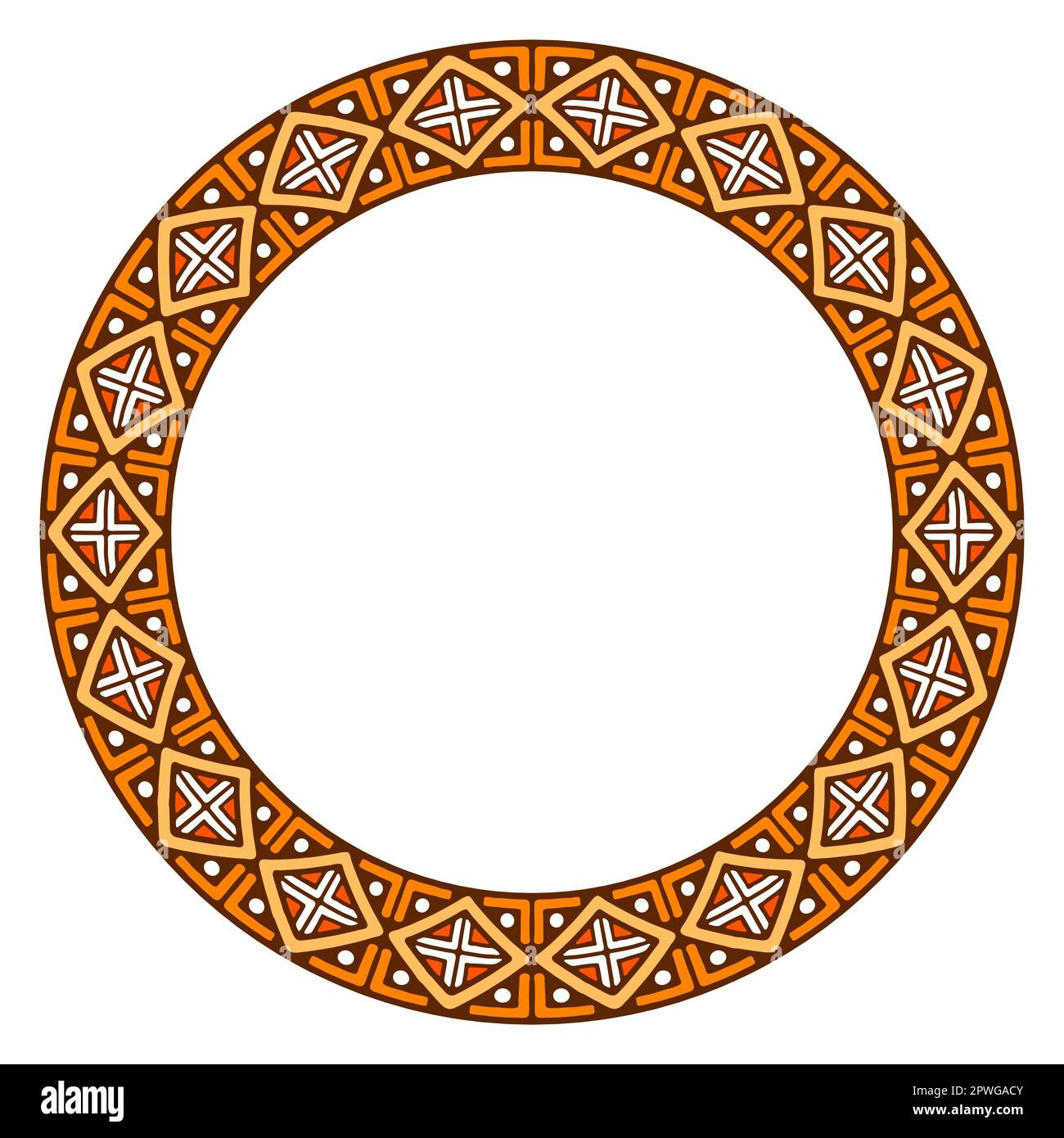 African ethnic round ornament. Hand stamp printing. Ethnic folk ...