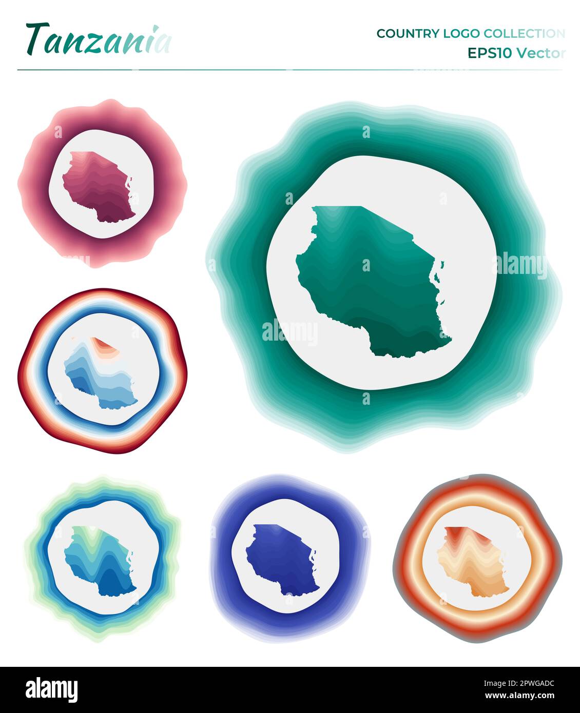 Tanzania logo collection. Colorful badge of the country. Layers around ...