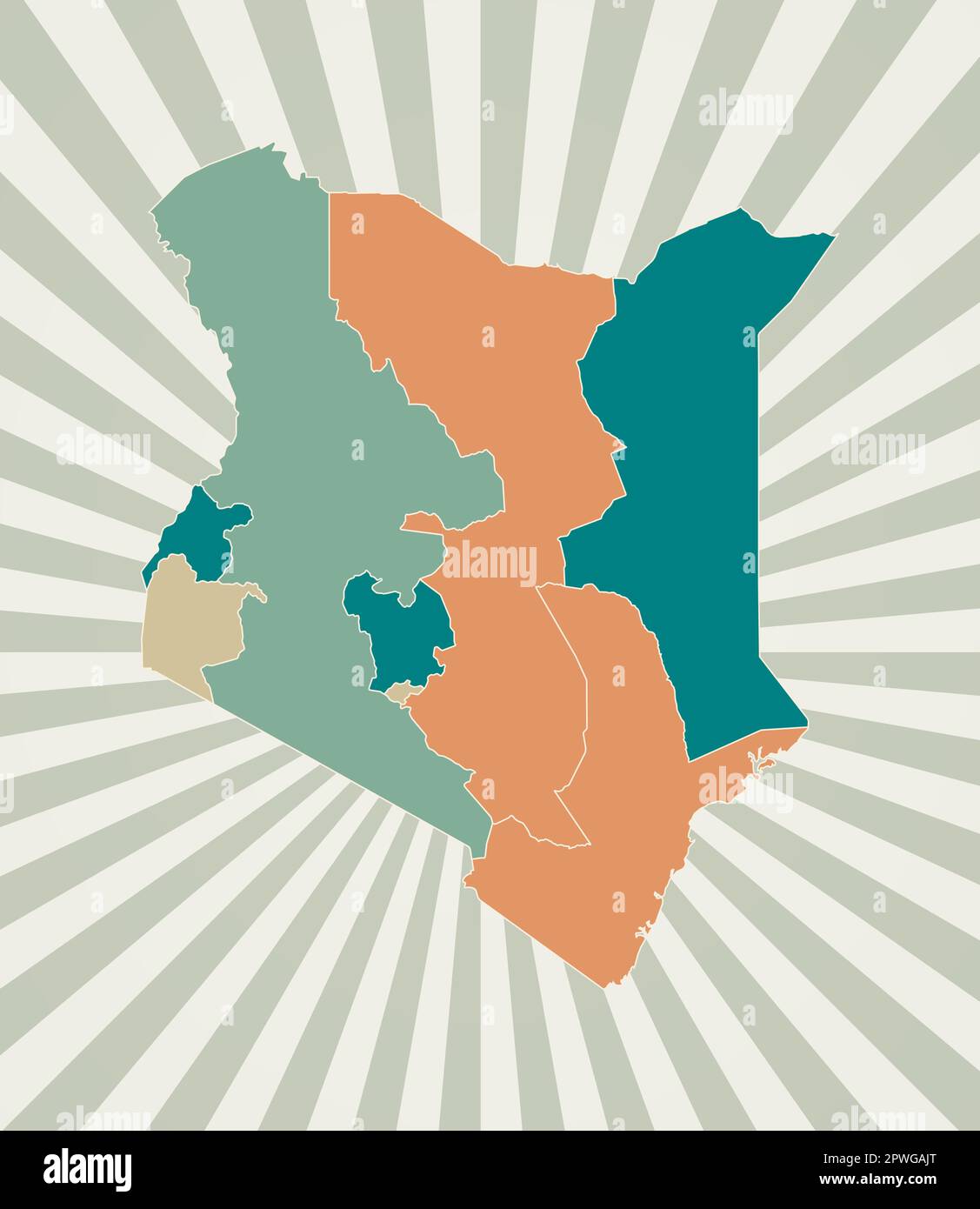 Kenya map. Poster with map of the country in retro color palette. Shape ...