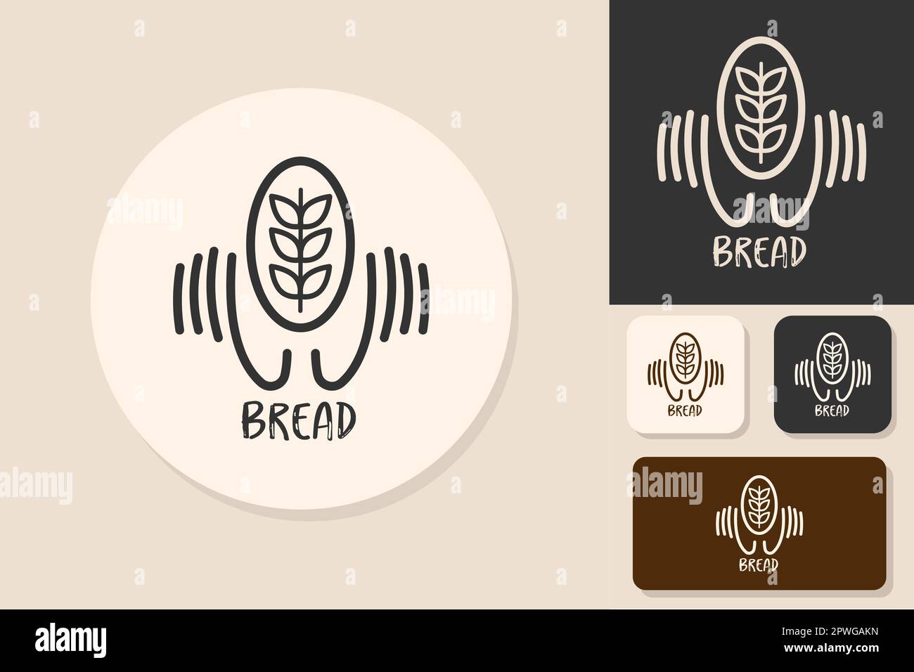 Sign of premium quality bakery products.Vector icon of fresh bun, wheat ...