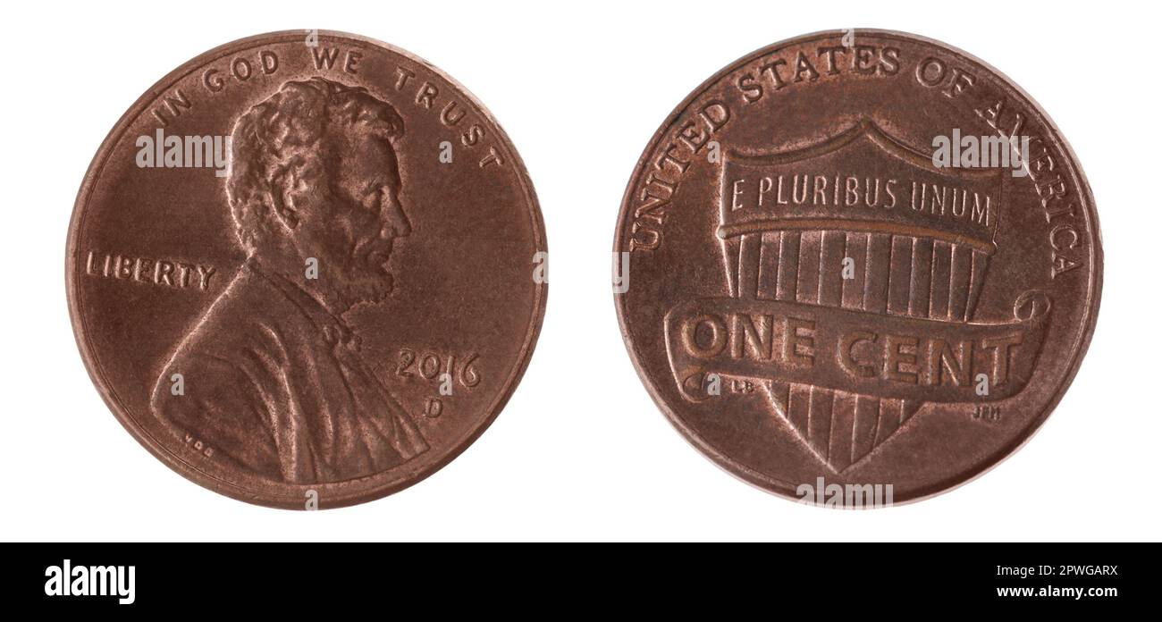 American one cent coins on white background, collage. Banner design ...