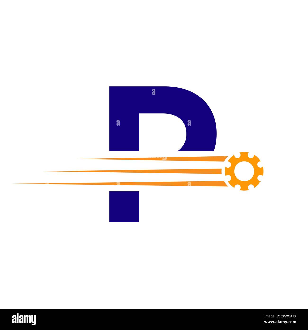 Initial Letter P Gear Cogwheel Logo. Automotive Industrial Icon, Gear ...