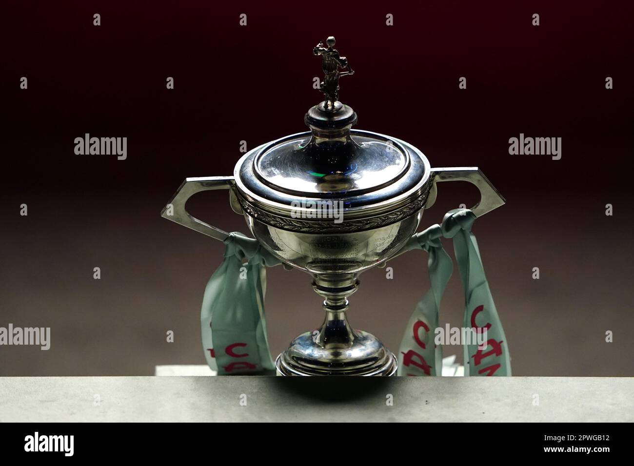 A general view of the winners trophy during the final on day sixteen of ...