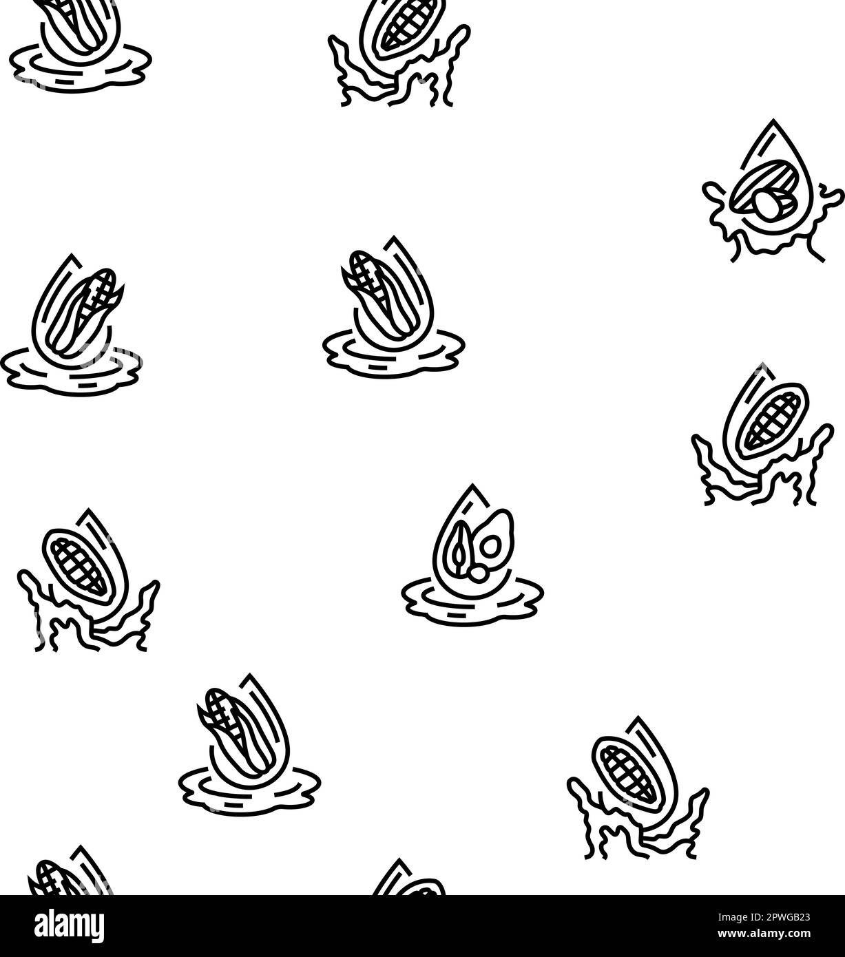 oil liquid yellow drop cooking vector seamless pattern thin line ...