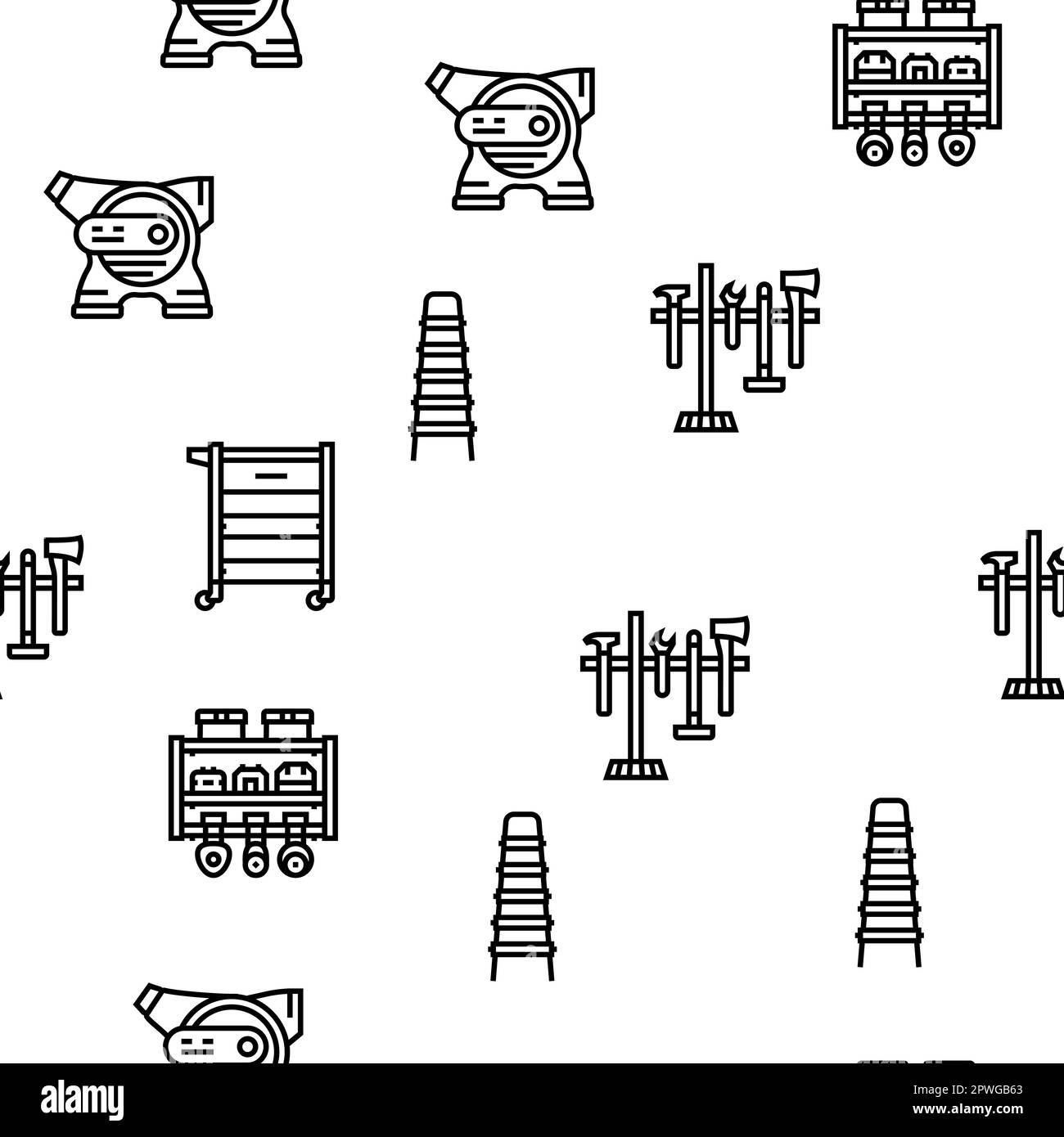 garage tools service auto repair vector seamless pattern thin line ...