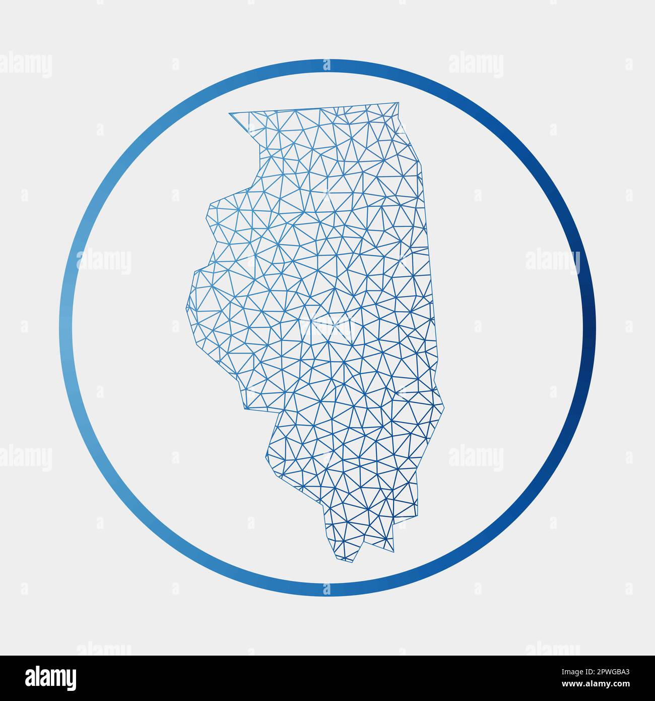 Illinois icon. Network map of the us state. Round Illinois sign with ...