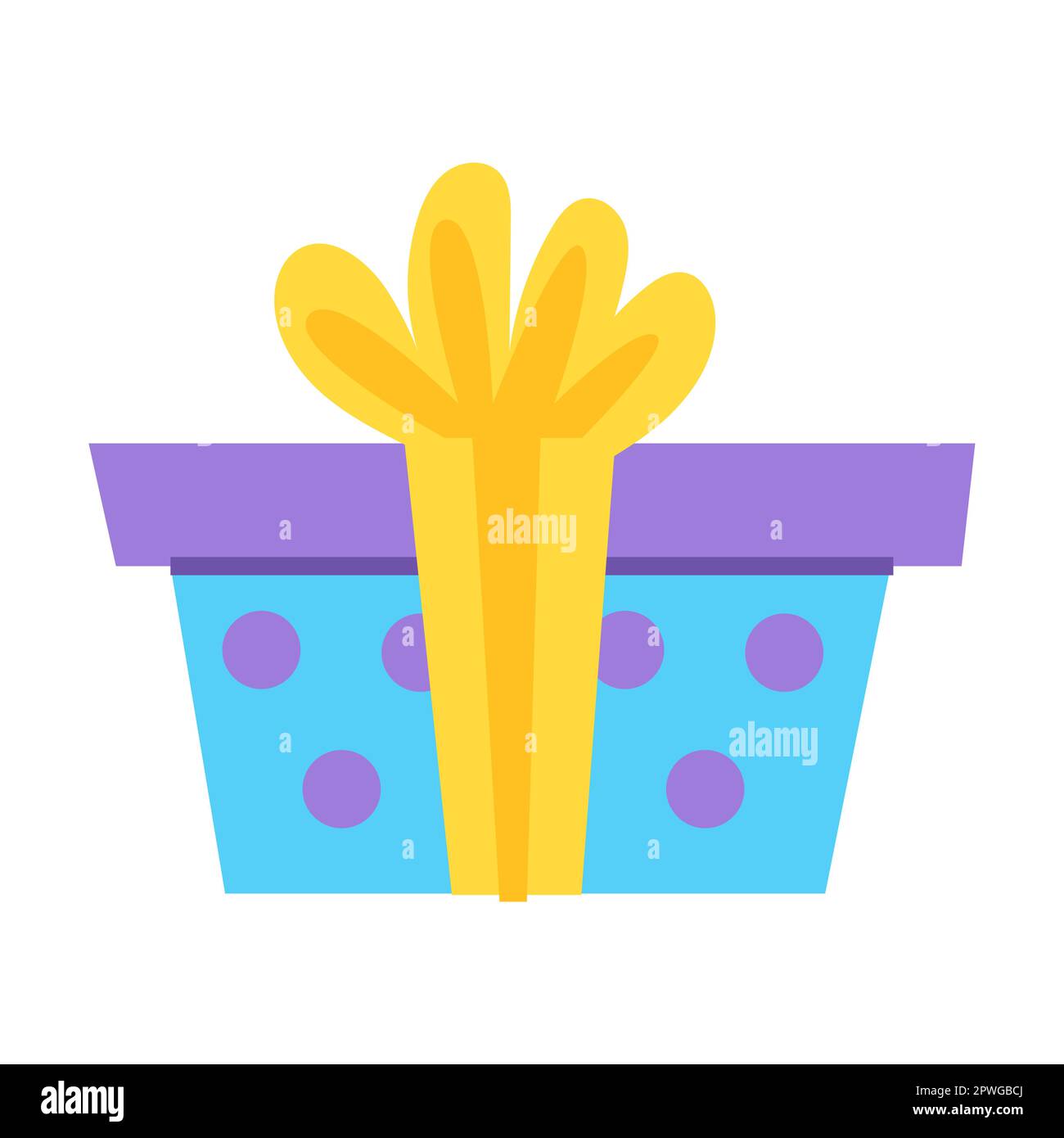 Cute blue box with bow, birthday party element vector illustration ...