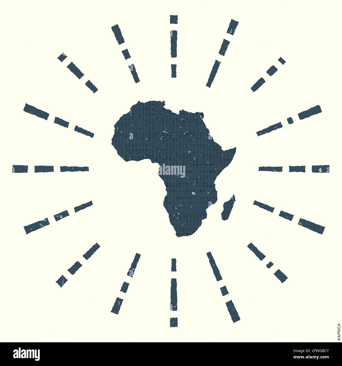Africa Logo. Grunge sunburst poster with map of the continent. Shape of ...