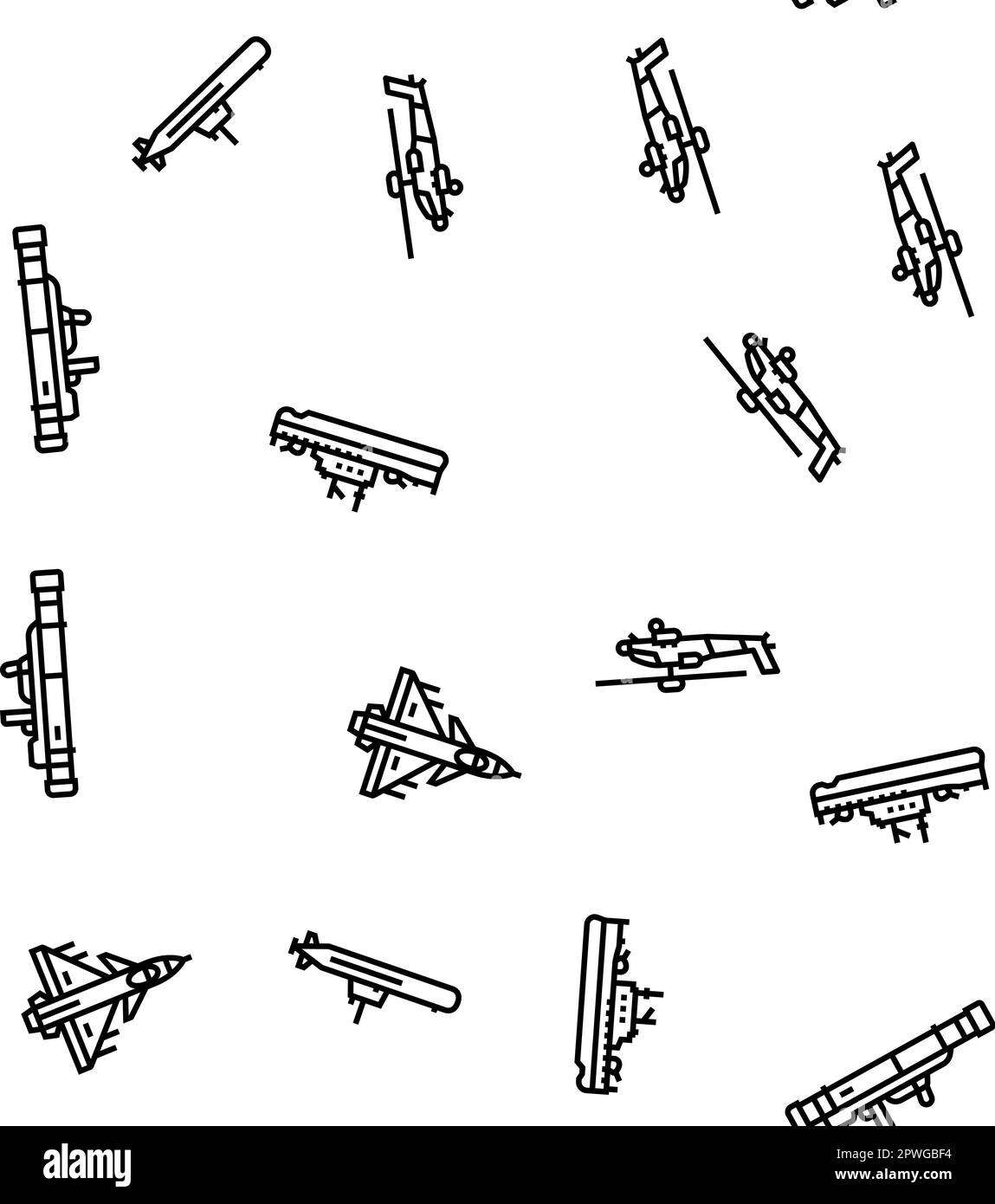 weapon war gun military army vector seamless pattern thin line ...